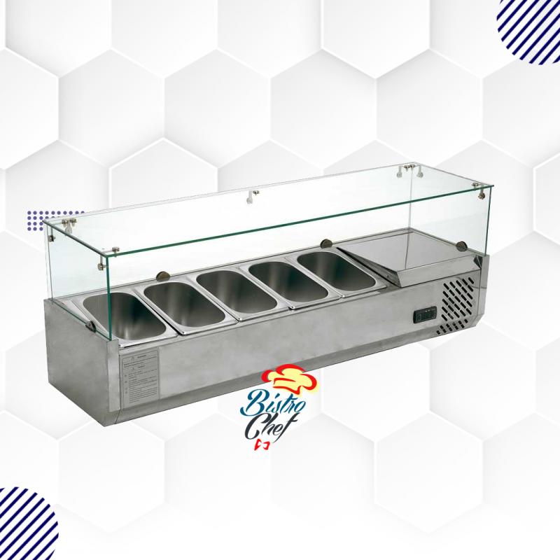 Vitrina barra fría para ensaladas y pizza 5 insertos | MIGSA RT-1200L