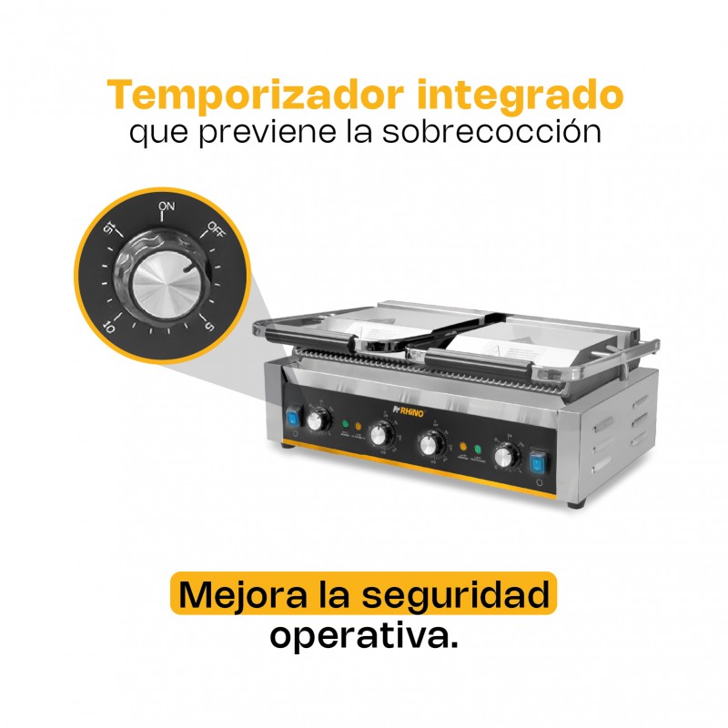 Plancha Panini doble acanalada | RHINO PLANPA-3600