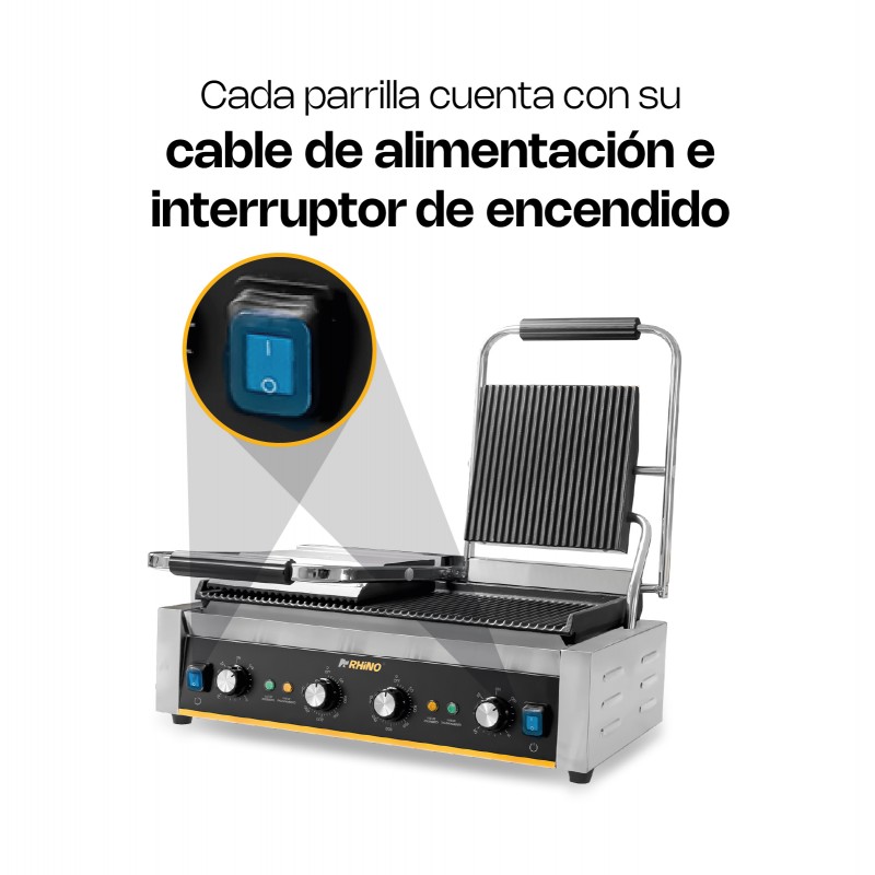 Plancha Panini doble acanalada | RHINO PLANPA-3600